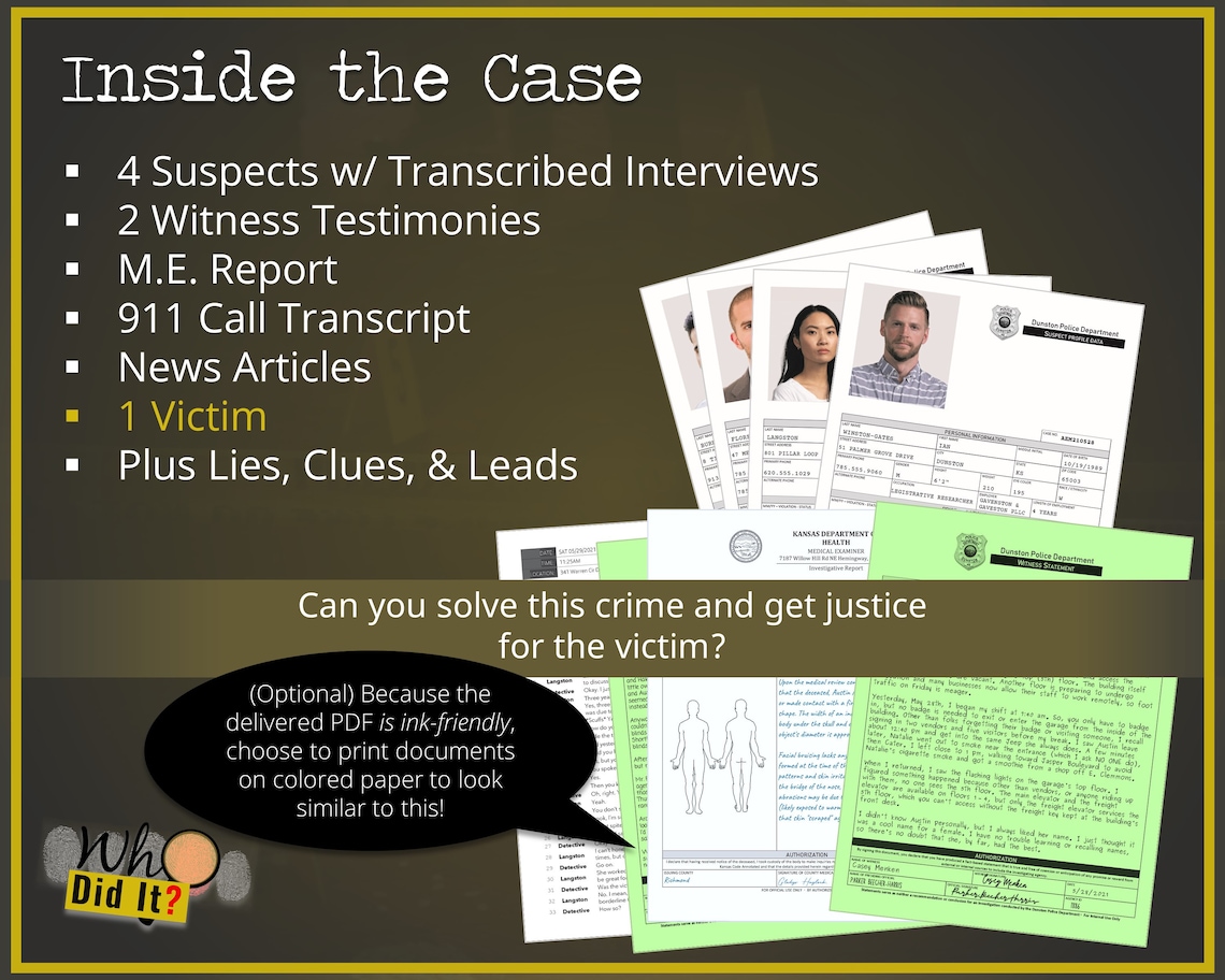 INSTANT DOWNLOAD Detective Case File Game Printable PDF | Etsy