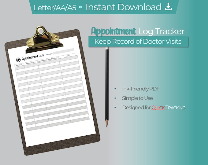 Printable Doctor Appointment Template, Yearly Apppointment Log ...