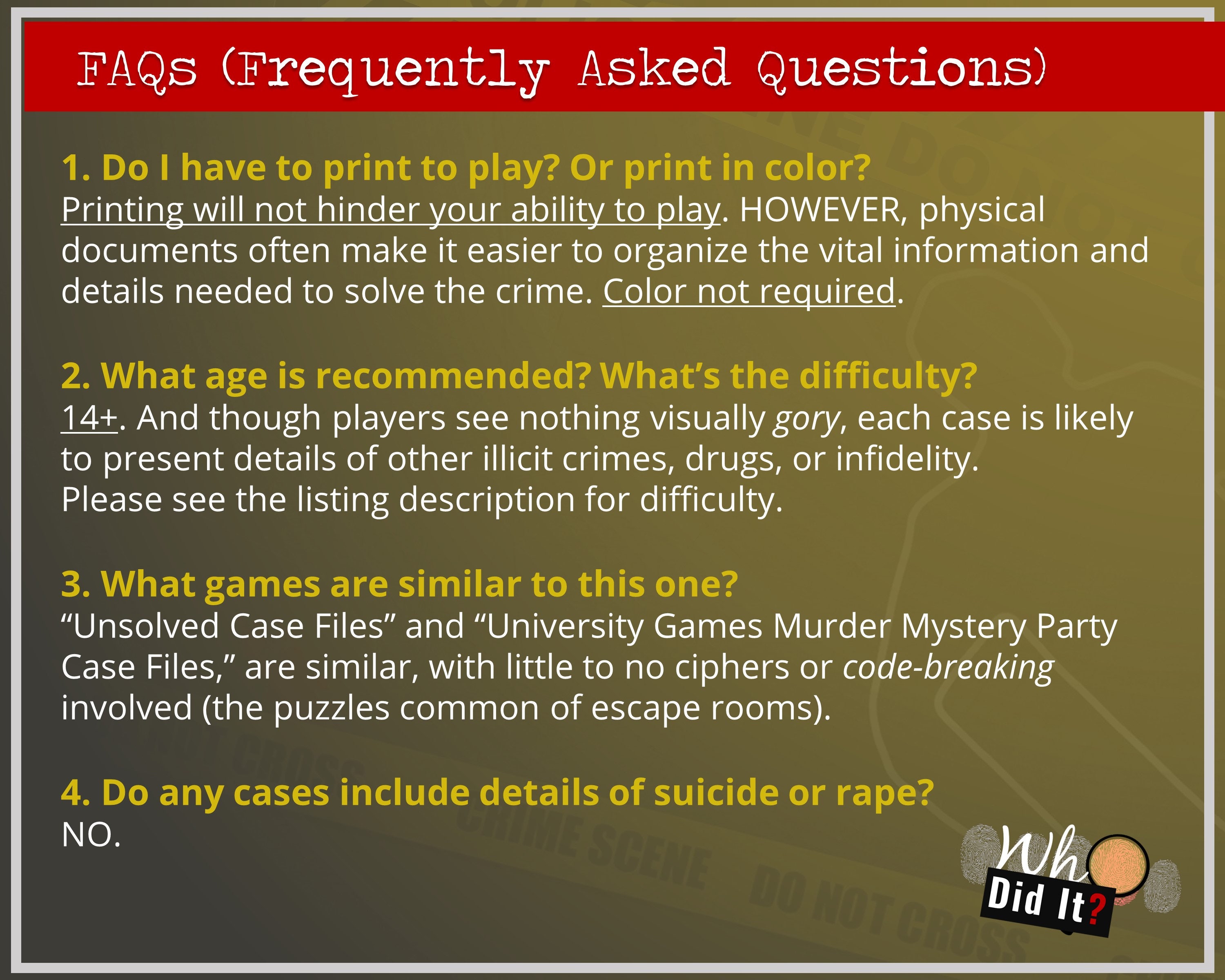 PRINTABLE Whodunnit Murder Mystery Game Print Detective Case | Etsy Canada