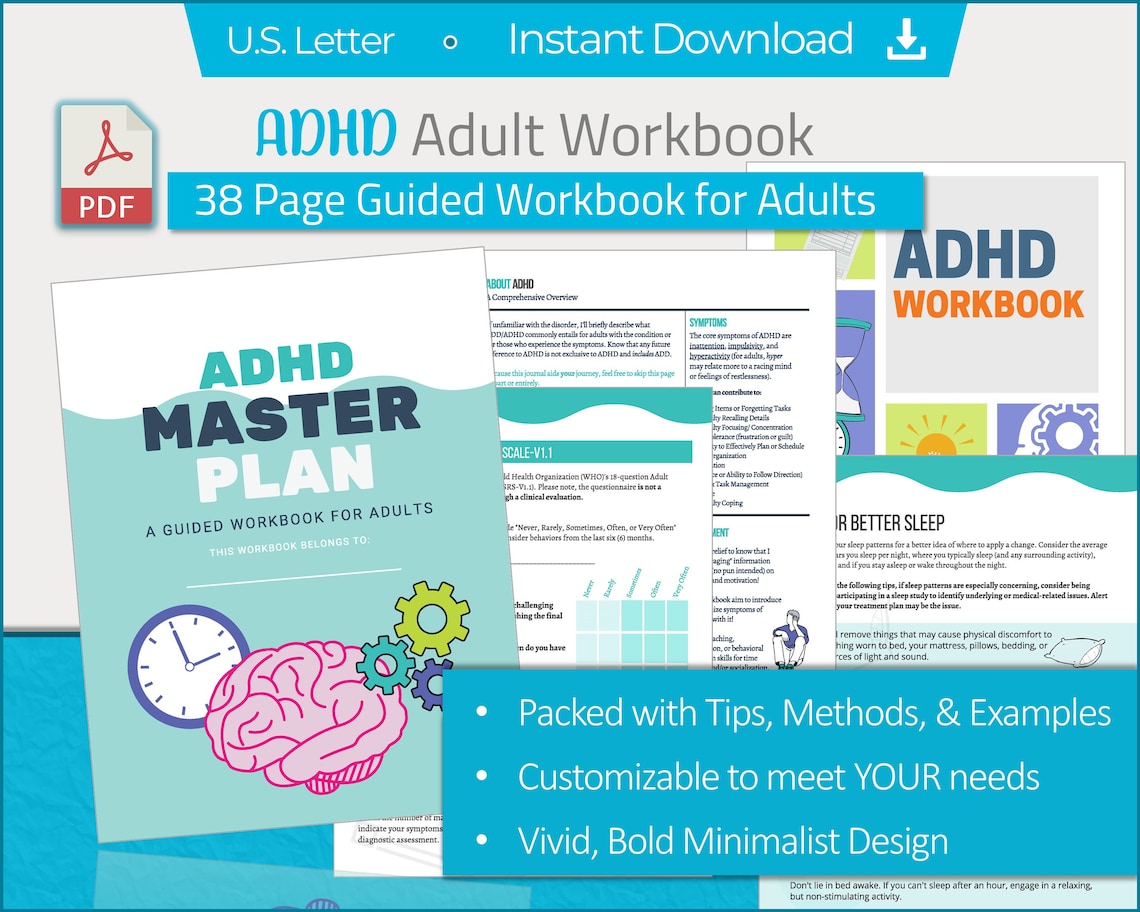 Adult ADHD Workbook Pdf, ADHD Journal, ADHD Worksheets Printable, Adhd ...
