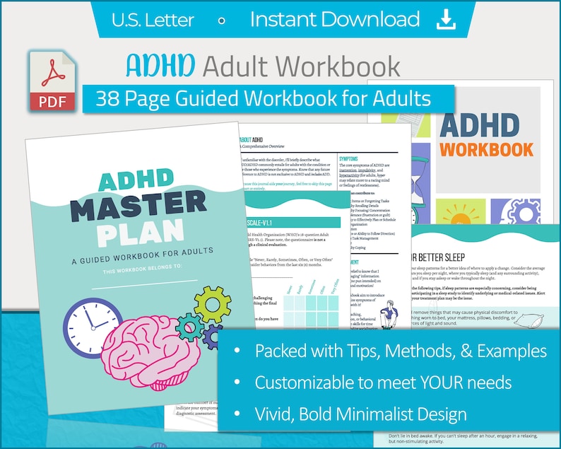 Adult ADHD Workbook: 40-page Guided Journal (PDF) - Etsy