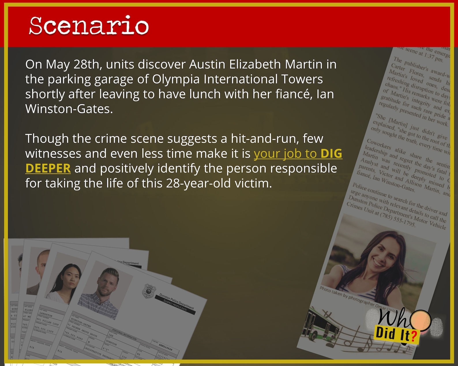 PRINTABLE Whodunnit Murder Mystery Game - Print Detective Case File and ...