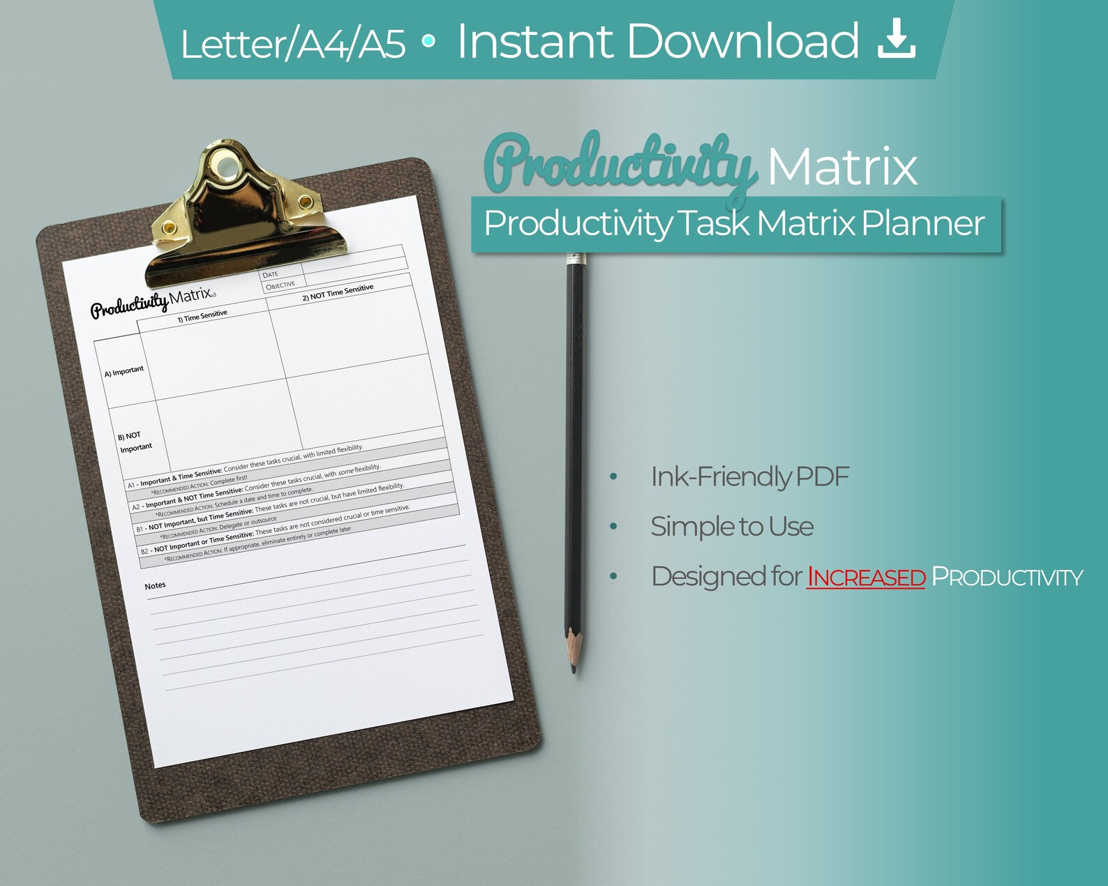 Eisenhower Matrix Printable: Task Priority Planner (PDF Download) - Etsy