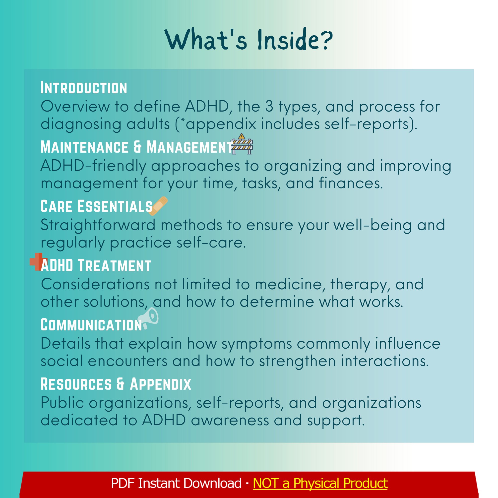 Adult ADHD Planner PDF and Adult ADHD Workbook With Printable - Etsy