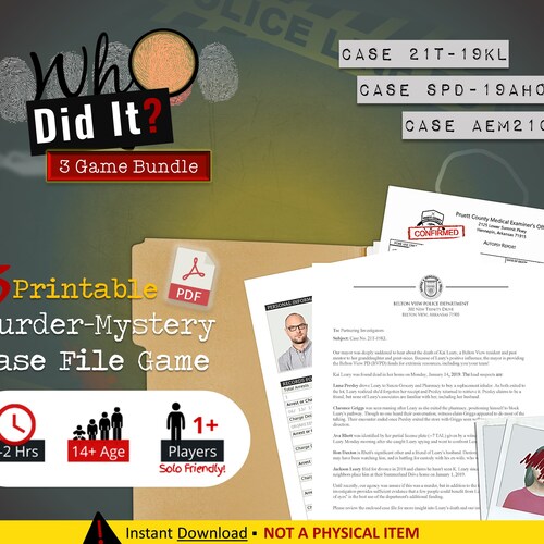 INSTANT DOWNLOAD Case File Detective Game Printable PDF - Etsy