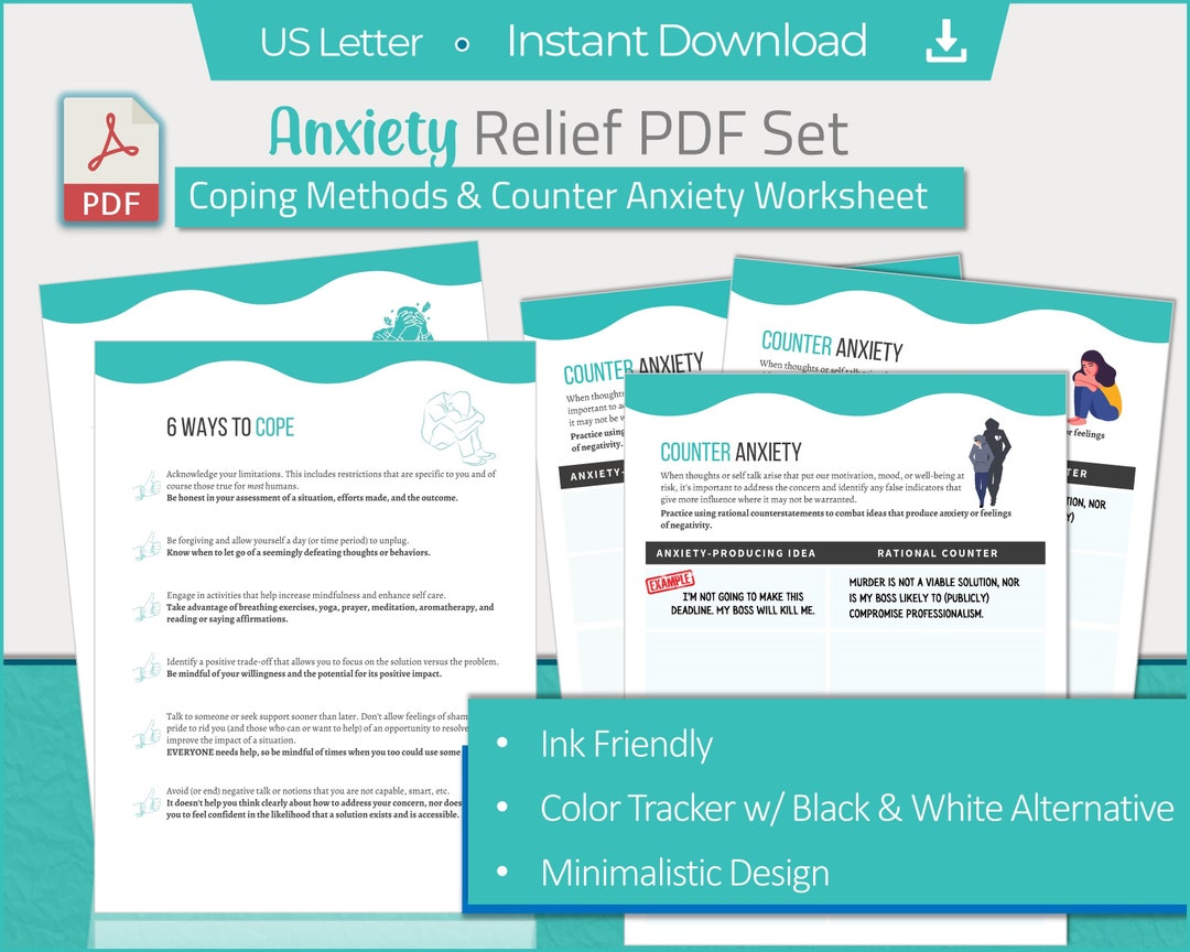 Coping Methods & Counter Anxiety Worksheet for Anxiety Relief ...