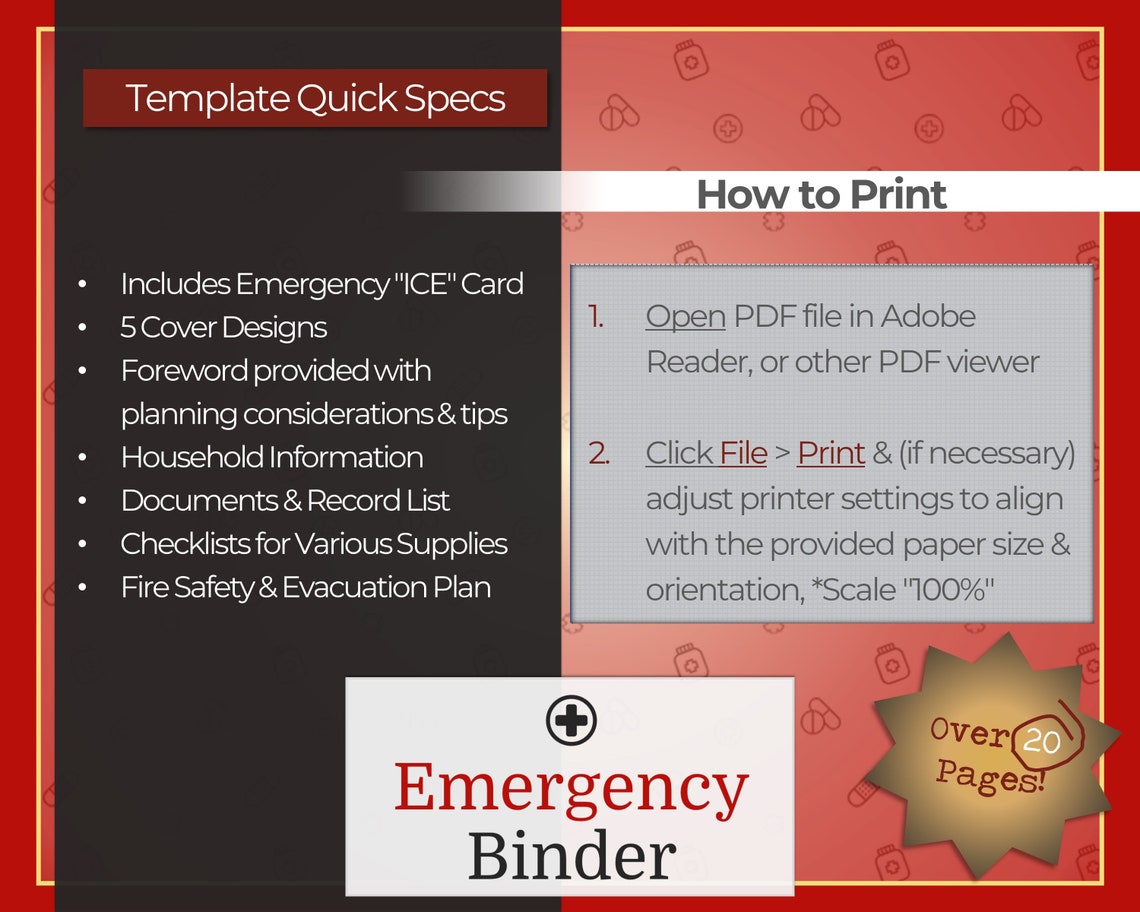Home Emergency Binder Printable PDF, Emergency Preparedness Manager ...