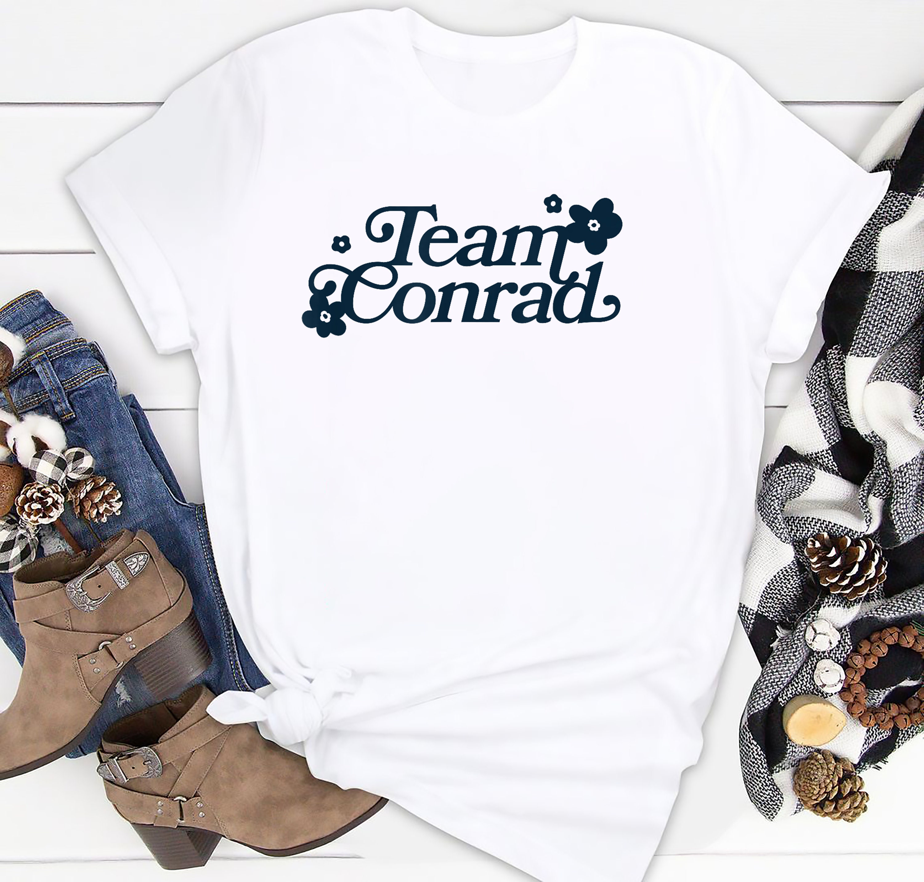 Team Conrad Floral T-shirt - Etsy