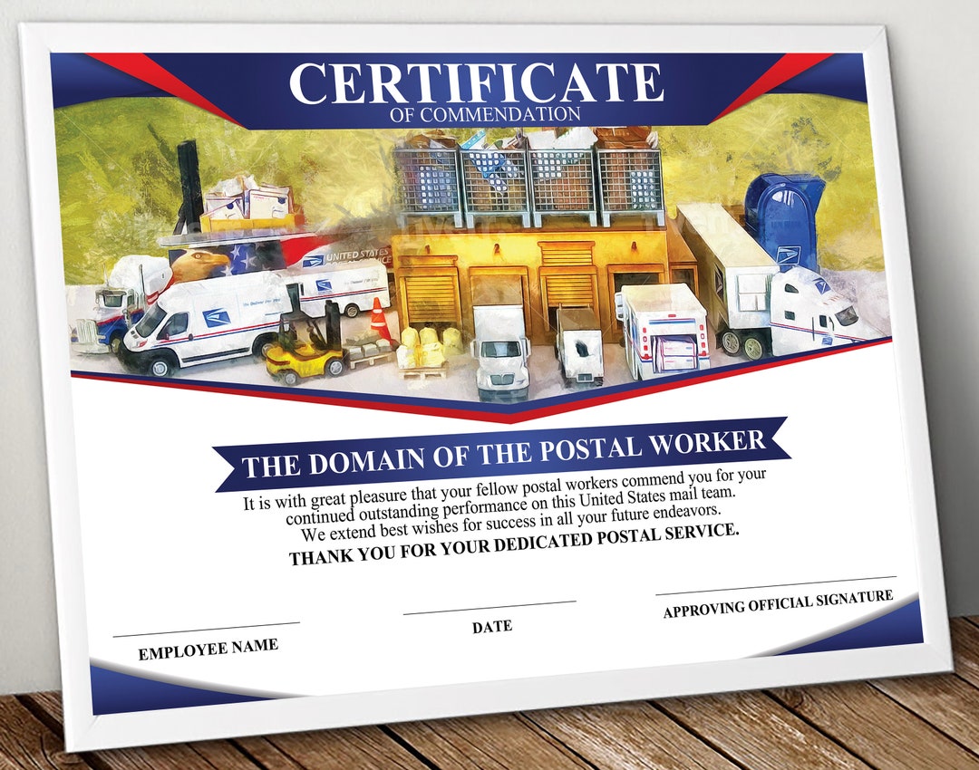 USPS Commendation Certificate: Postal Worker Retirement Gift (11x17) - Etsy