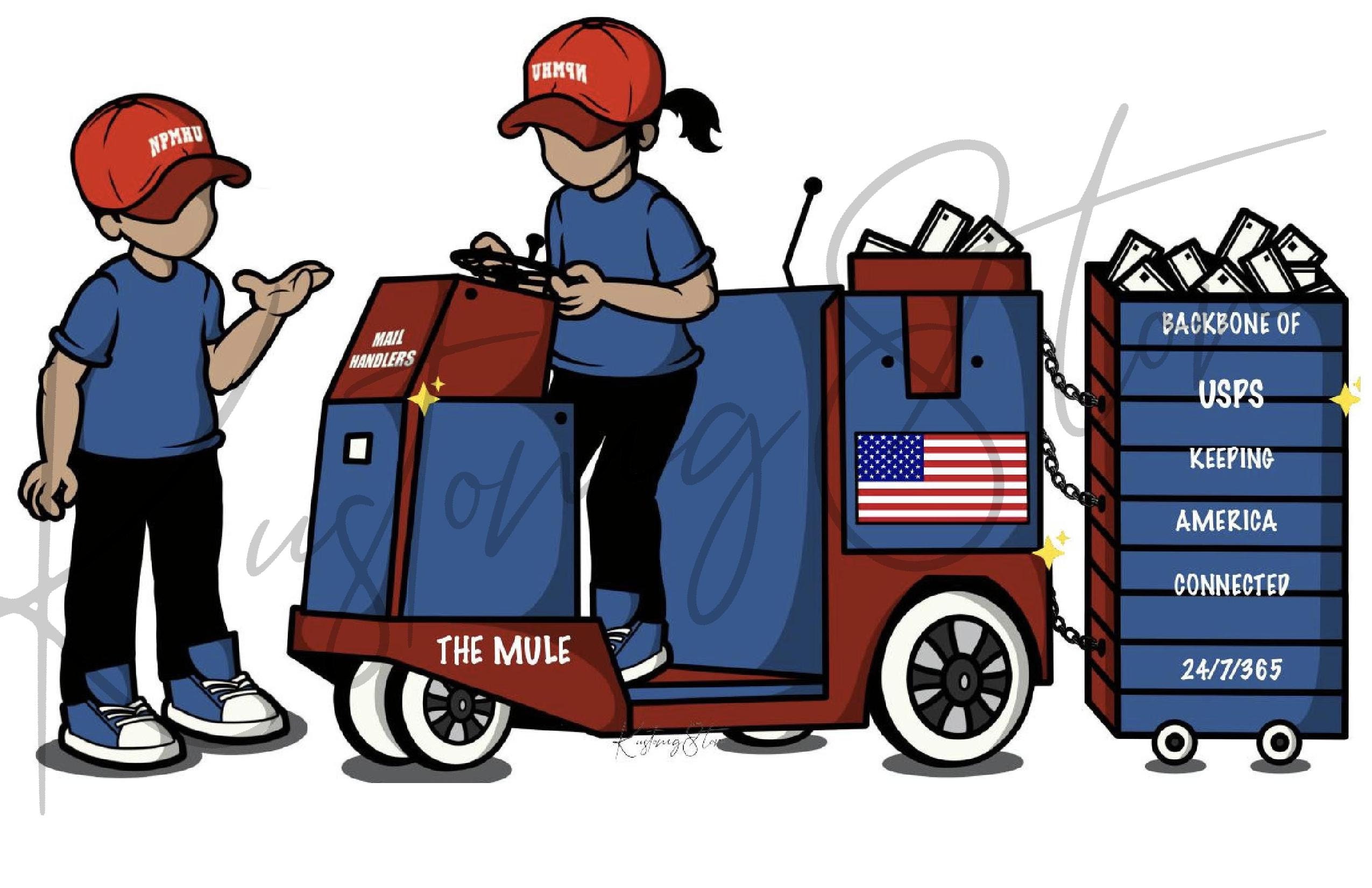 Mail Handler Art Certificate: USPS Mule Driver Illustration - Etsy