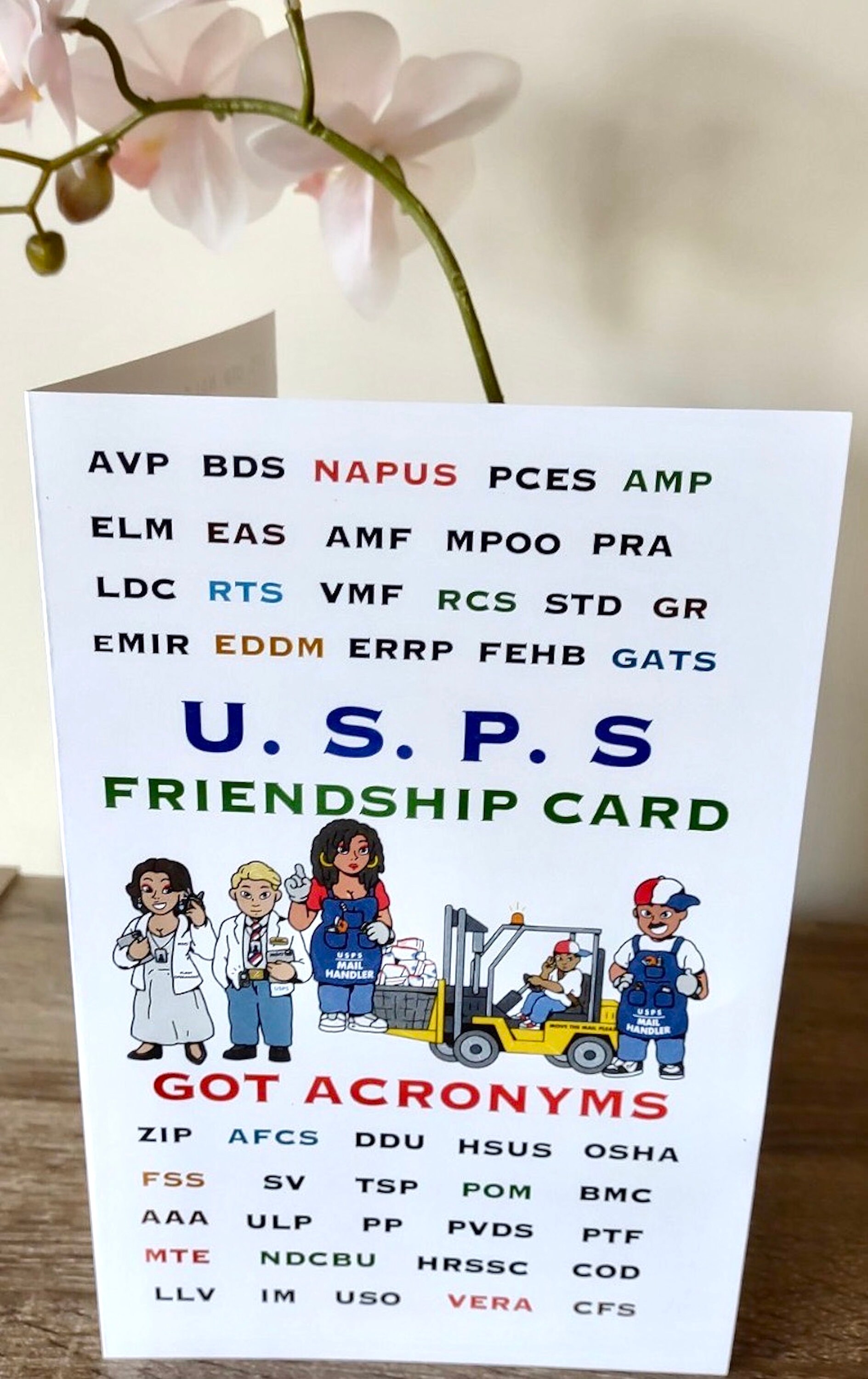 Postal Worker Fun Acronyms Card USPS Mail Handler Clerk Lingo Phrases ...