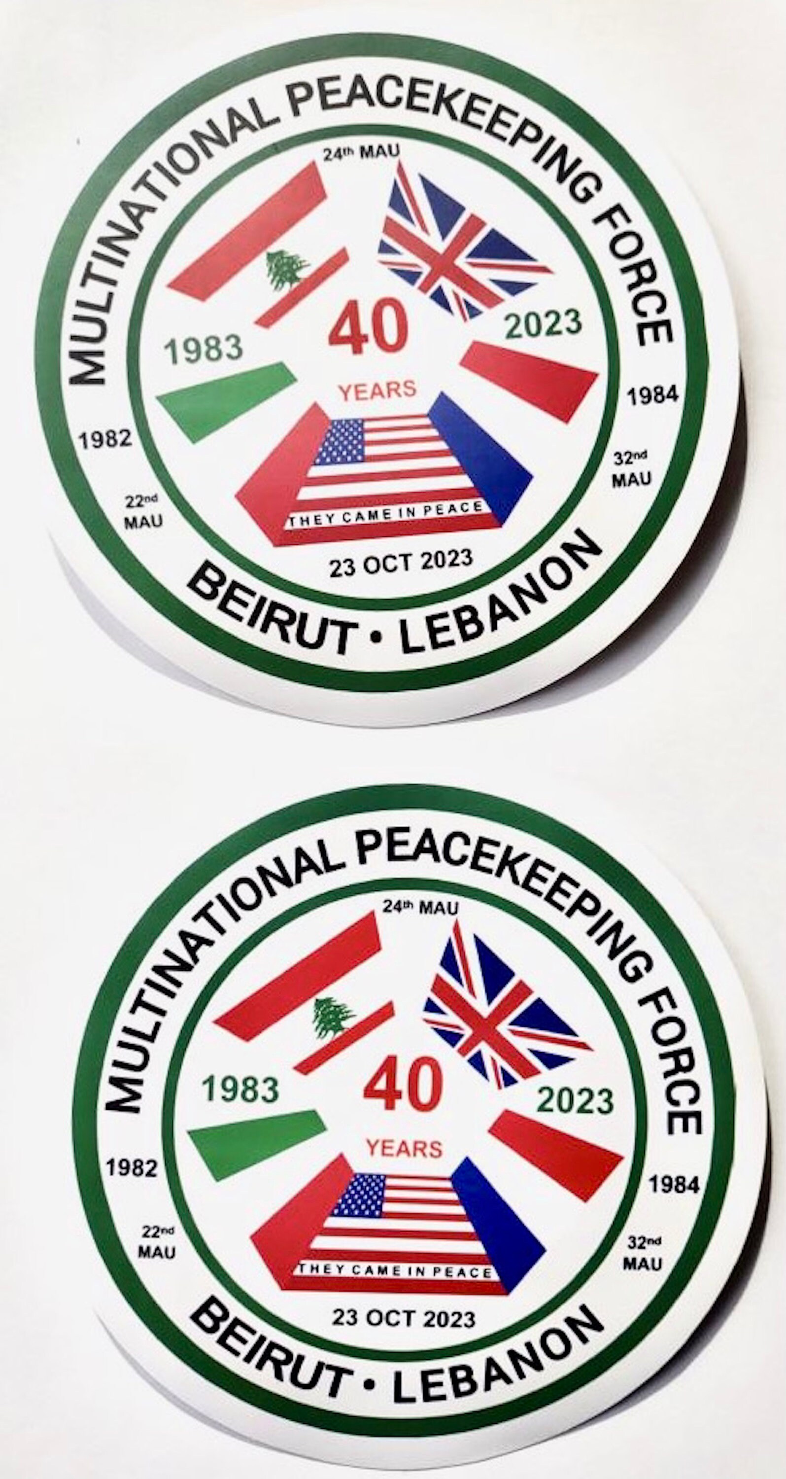 USMC Beirut Lebanon Stickers (2) Multinational Peacekeeping Force 1982 ...