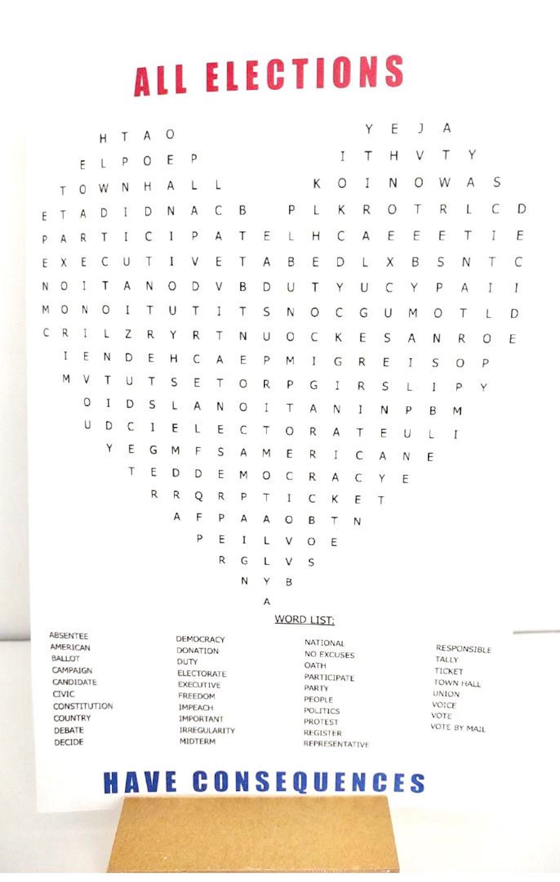 Voter Word Puzzle Card Get Out 2024 Election Education Politics Freedom ...