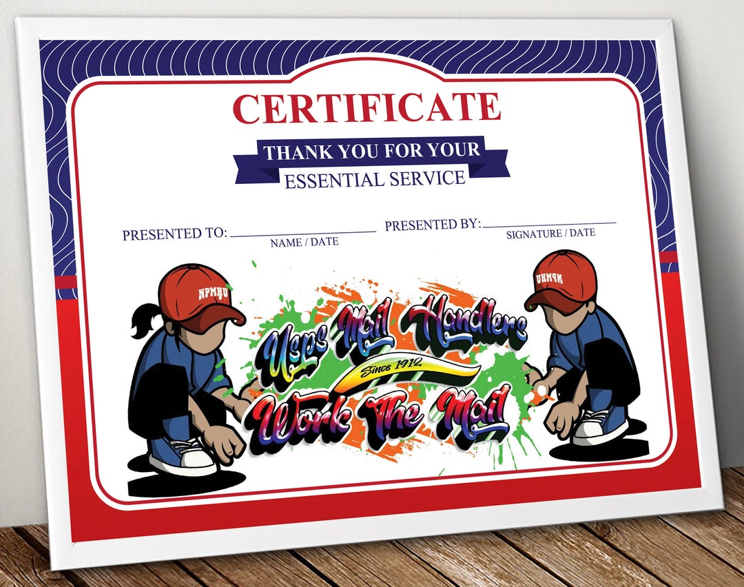 Mail Handler Recognition Certificate: USPS Employee Appreciation Gift ...