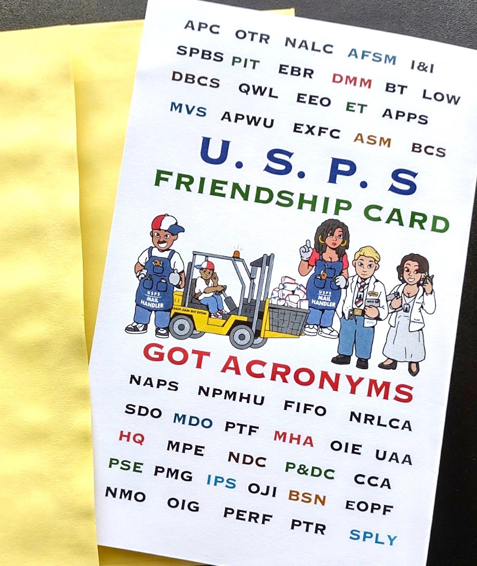 Postal Worker Fun Acronyms Card USPS Mail Handler Clerk Lingo Phrases ...