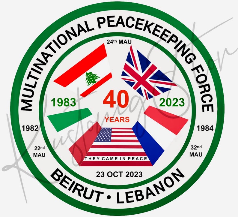 USMC Beirut Lebanon Stickers (2) Multinational Peacekeeping Force 1982 ...