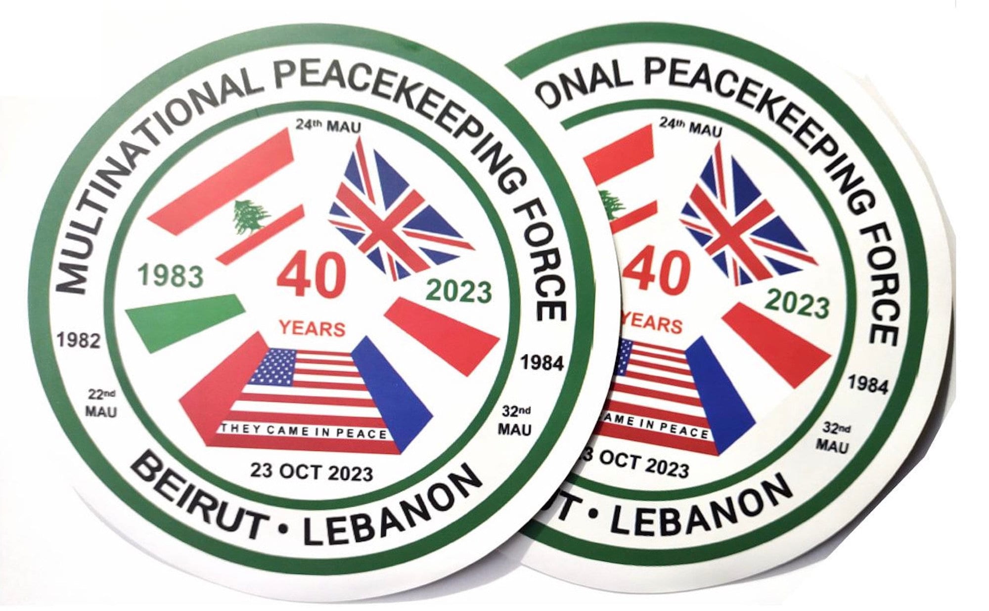 USMC Beirut Lebanon Stickers (2) Multinational Peacekeeping Force 1982 ...