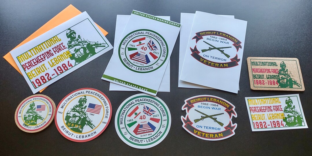 Beirut Lebanon 1982-1984 Memorial Package: Stickers, Cards & Coasters ...