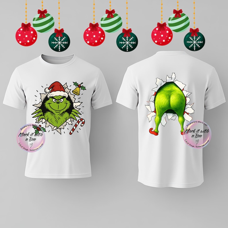 Retro Grinch Christmas PNG, Merry Grincmas, Front & Back Design ...
