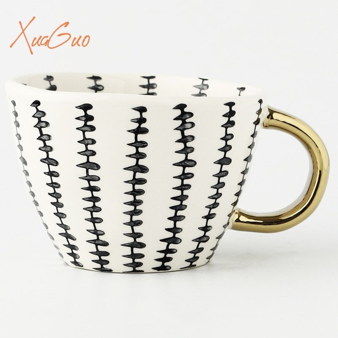 Creative Irregular Ceramic Coffee Mug Gold Handgrip Handmade Etsy