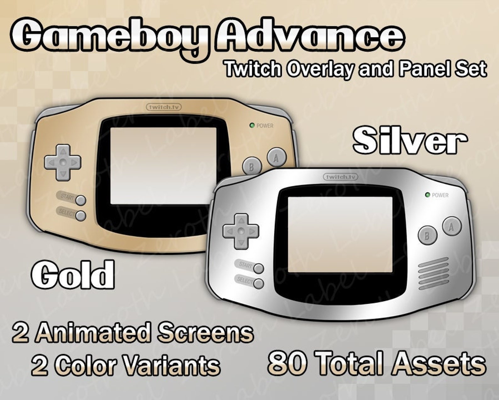 Animated Gameboy Advance Twitch Overlay Starter Pack in Silver and Gold ...