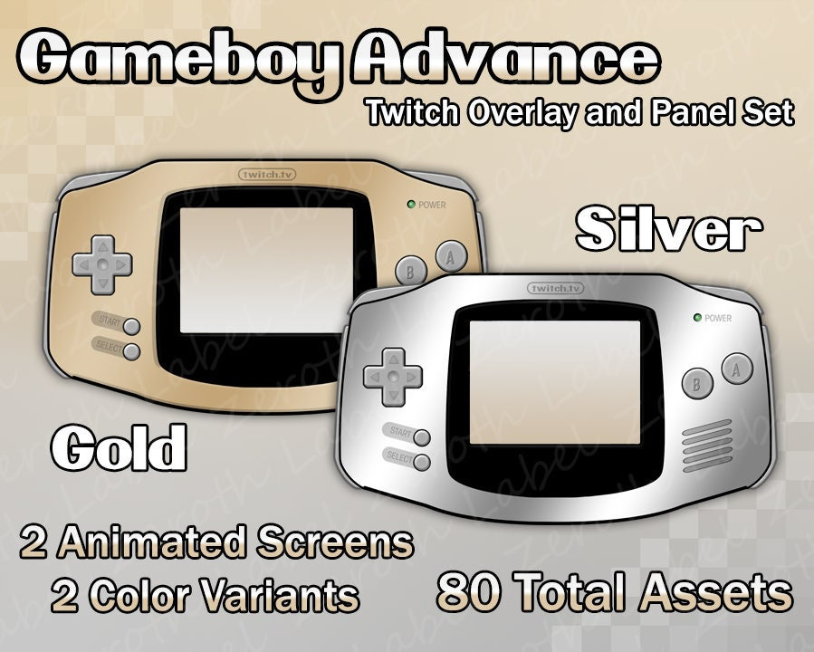 Animated Gameboy Advance Twitch Overlay Starter Pack in Silver and Gold ...