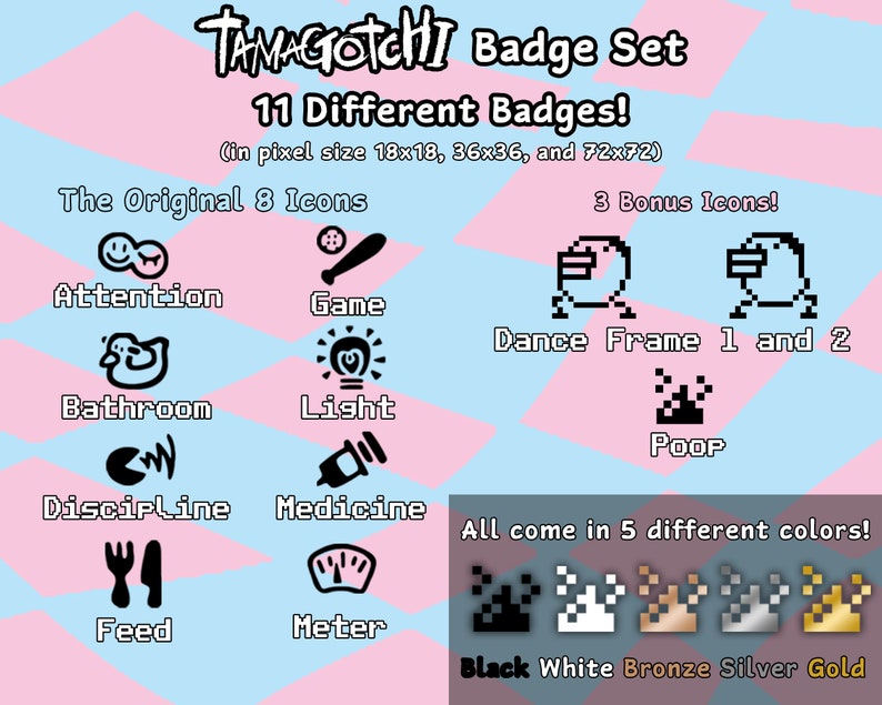 Tamagotchi Twitch Badges - Retro - Aesthetic - Nostalgia - Poop Dance ...