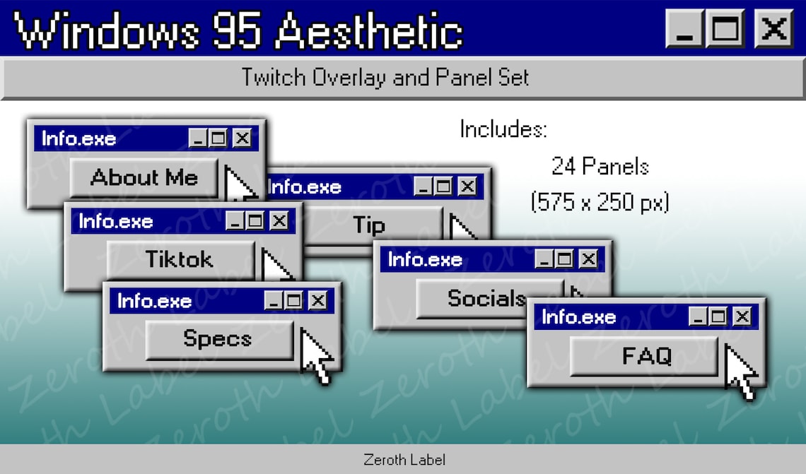 Windows 95 Retro Twitch Overlay Starter Pack Animated - Etsy