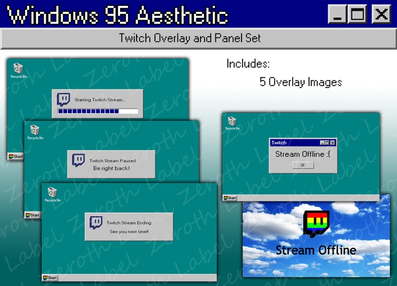 Windows 95 Retro Twitch Overlay Starter Pack Animated - Etsy