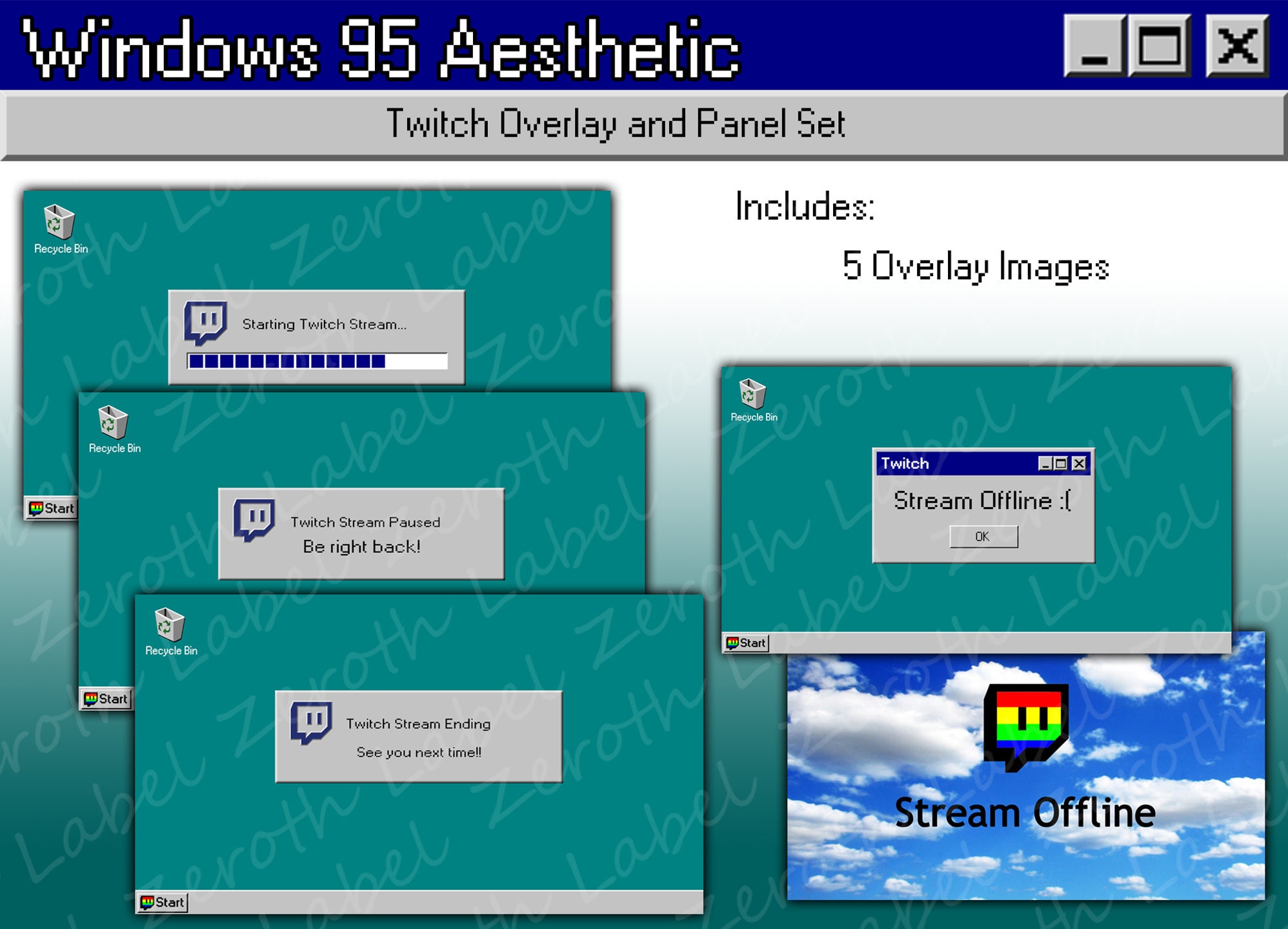 Windows 95 Retro Twitch Overlay Starter Pack Animated - Etsy Australia