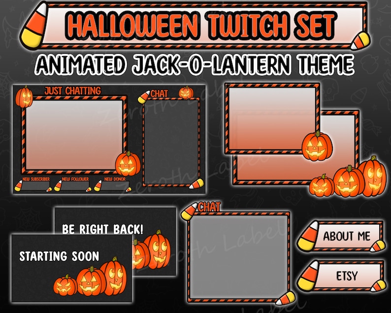 ANIMATED Halloween Twitch Set Animated Jack-o-lantern Frames and ...