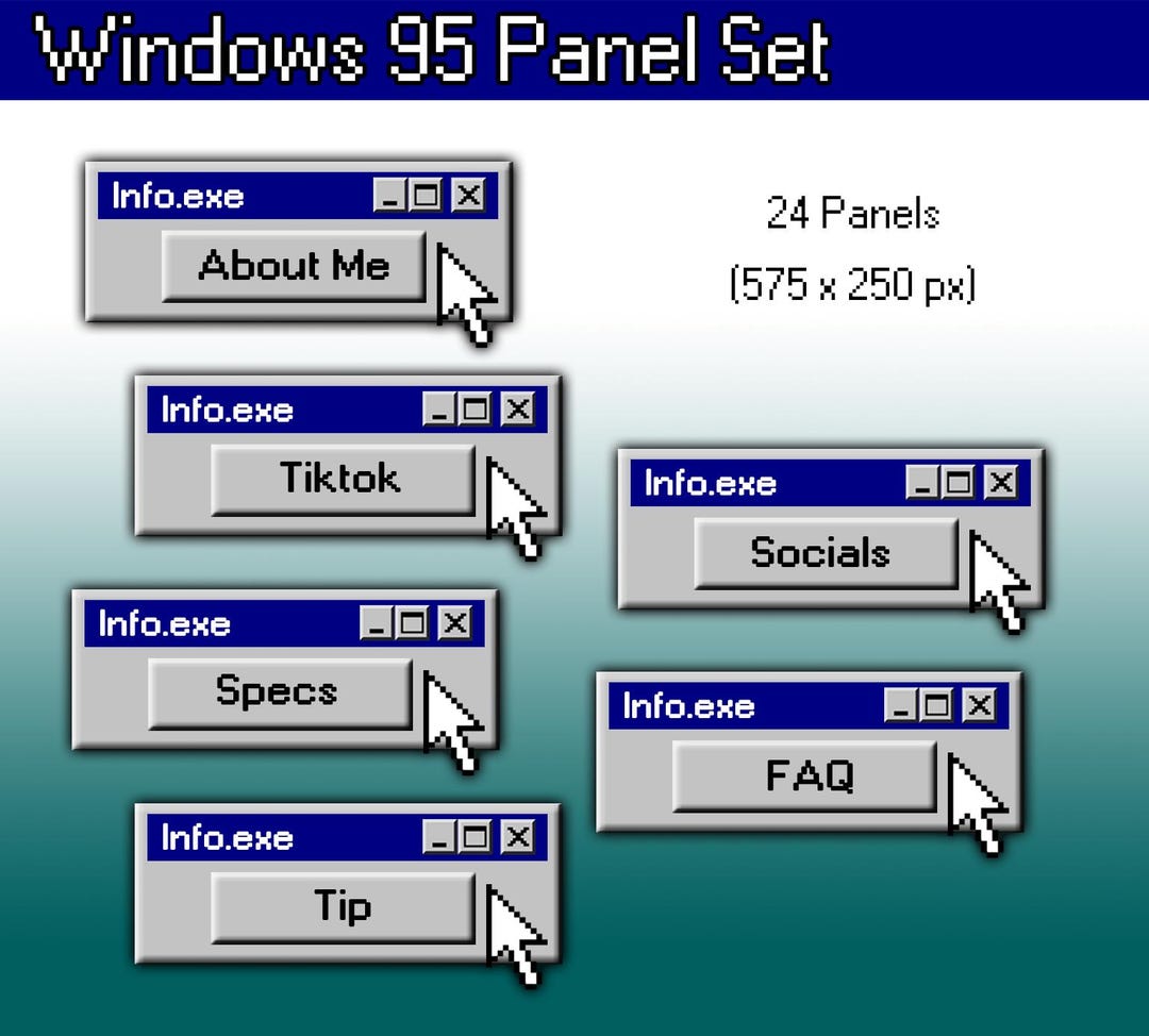 Streaming Panels - Windows 95 Style - Panels ONLY - Etsy
