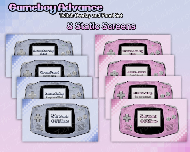Animated Gameboy Advance Twitch Overlay Starter Pack in Glacier and ...