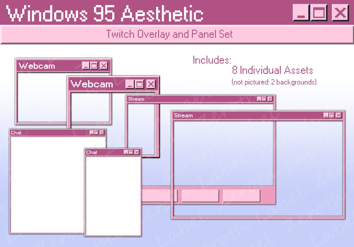 Pink Windows 95 Retro Twitch Overlay Starter Pack Animated - Etsy
