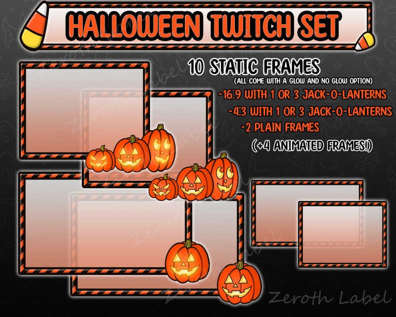 ANIMATED Halloween Twitch Set Animated Jack-o-lantern Frames and ...