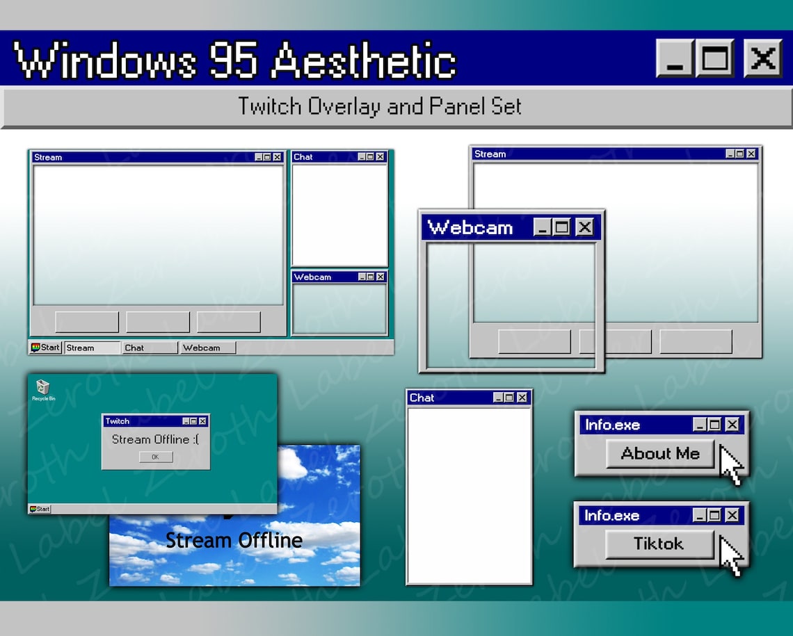 Windows 95 Retro Twitch Overlay Starter Pack - Animated Overlays ...