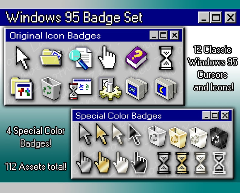 Windows 95 Twitch Badges: Retro Icon Set - Etsy