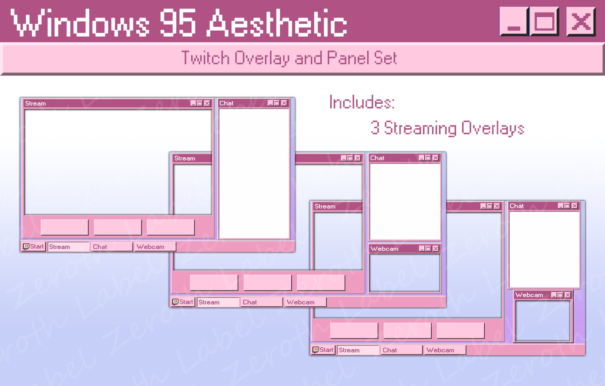 Pink Windows 95 Retro Twitch Overlay Starter Pack Animated - Etsy UK