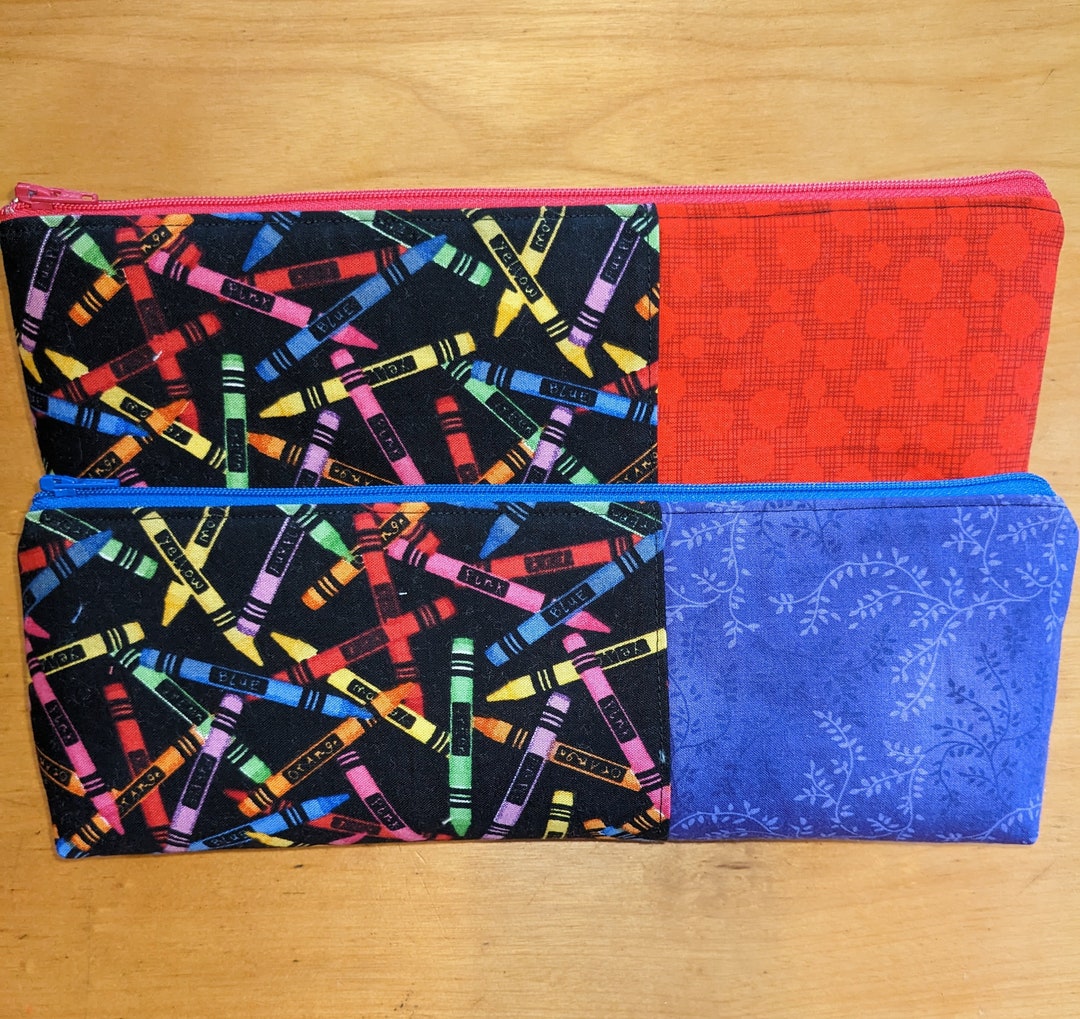 Extra-large Zippered Pencil Case, Crayon Design - Etsy