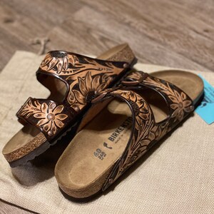 Custom Hand Tooled Birkenstock Sandals - Etsy