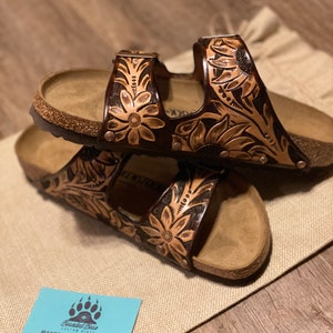 Custom Hand Tooled Birkenstock Sandals - Etsy
