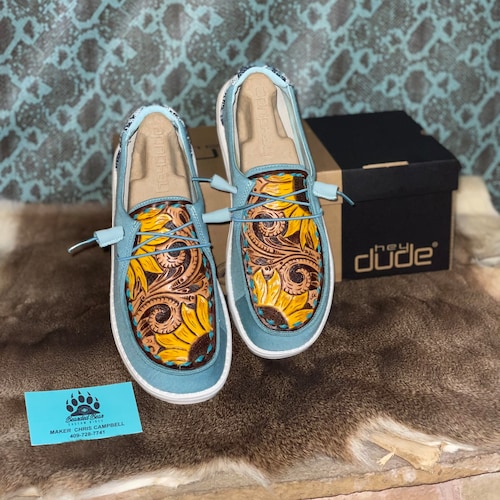 CUSTOM Hey Dudes Turquoise and Sunflowers - Etsy