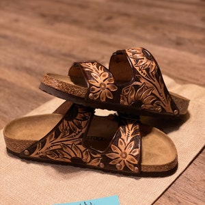 Custom Hand Tooled Birkenstock Sandals - Etsy
