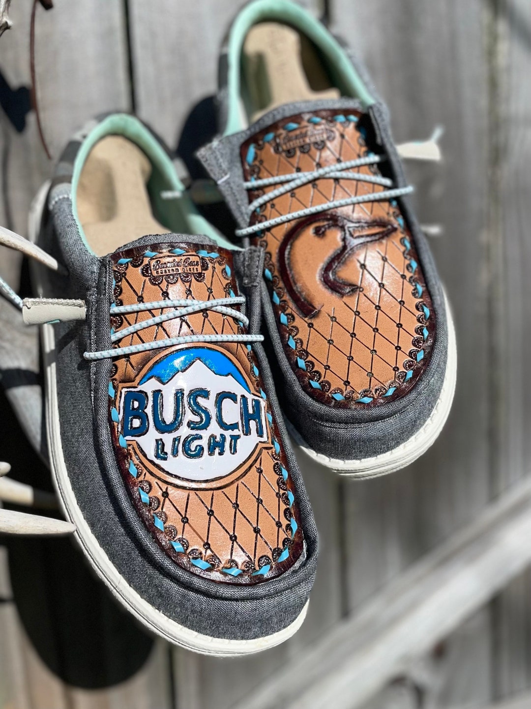 Beer Logo Leather Hey Dude’s - Etsy