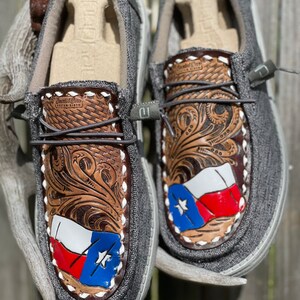 Texas Proud Custom Leather Hey Dude’s - Etsy