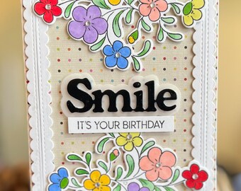 Set of 2 Handmade 5x7 happy Birthday Smiling Face Card-fun, Colorful ...