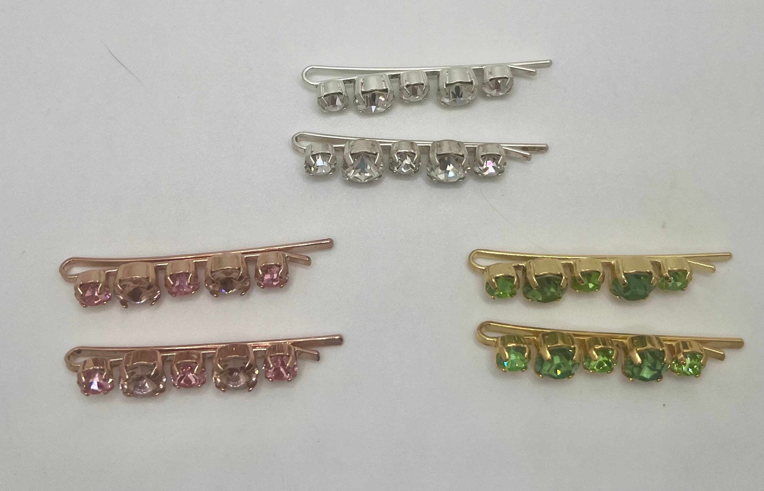Swarovski Crystal Hair Bling Bobby Pin Clips Rose Gold Plated Hair ...