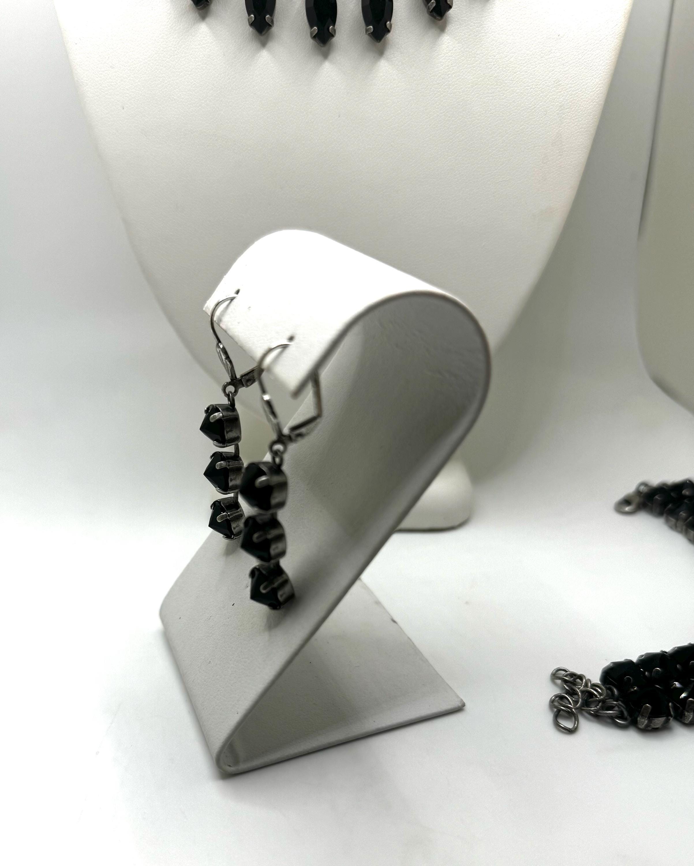 Unique Upscale Goth Bling Swarovski Crystal 3 Stone Dangle Earrings ...