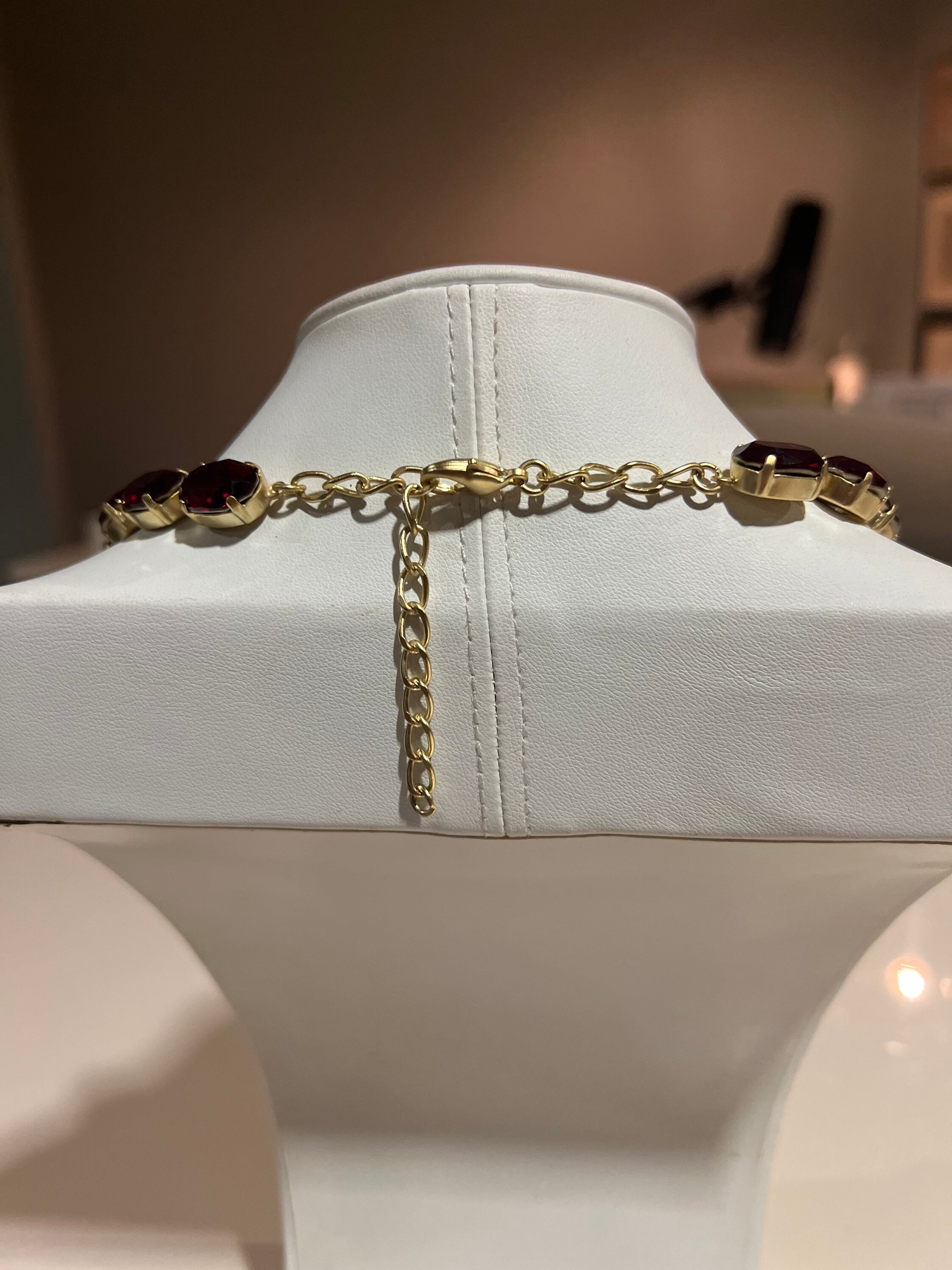 Swarovski Crystal Anna Wintour Tennis Necklace in Siam Which is a Deep ...