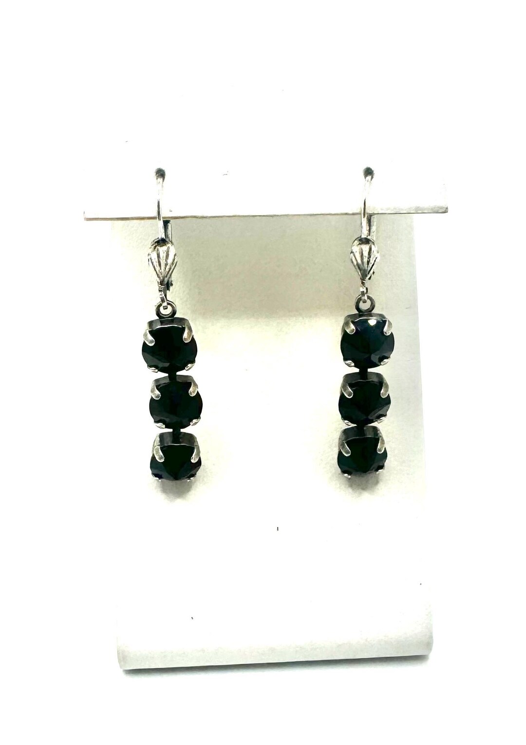 Unique Upscale Goth Bling Swarovski Crystal 3 Stone Dangle Earrings ...
